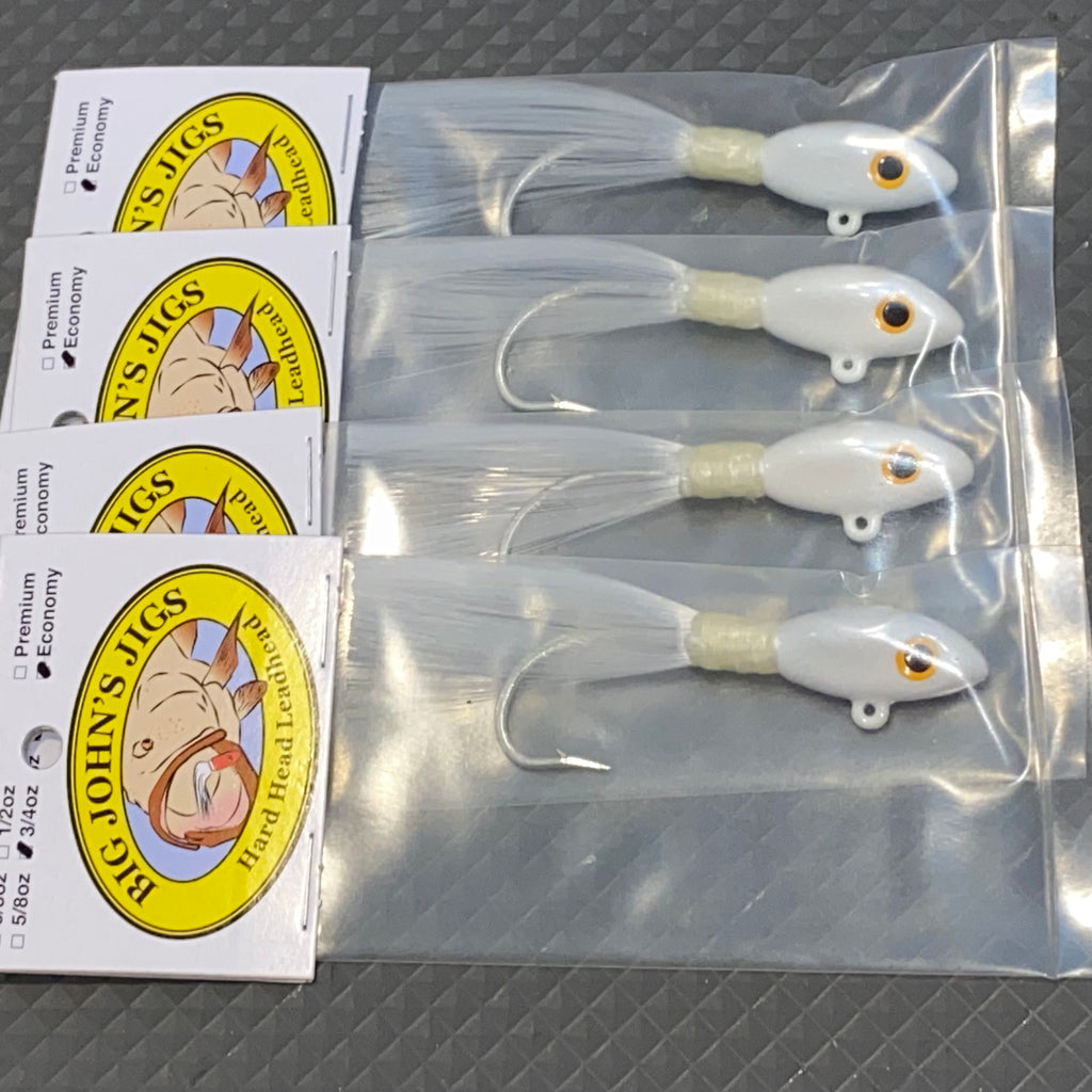 3/4oz White Leadhead Jig - Big Johns Jigs – Big John's Jigs